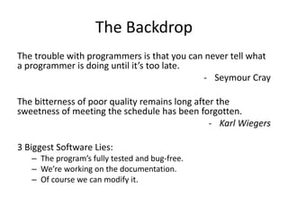 Workshop on software product development the backdrop | PPT