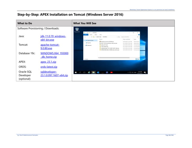 Step-by-Step: APEX Installation on Tomcat (Windows Server 2016) | PDF