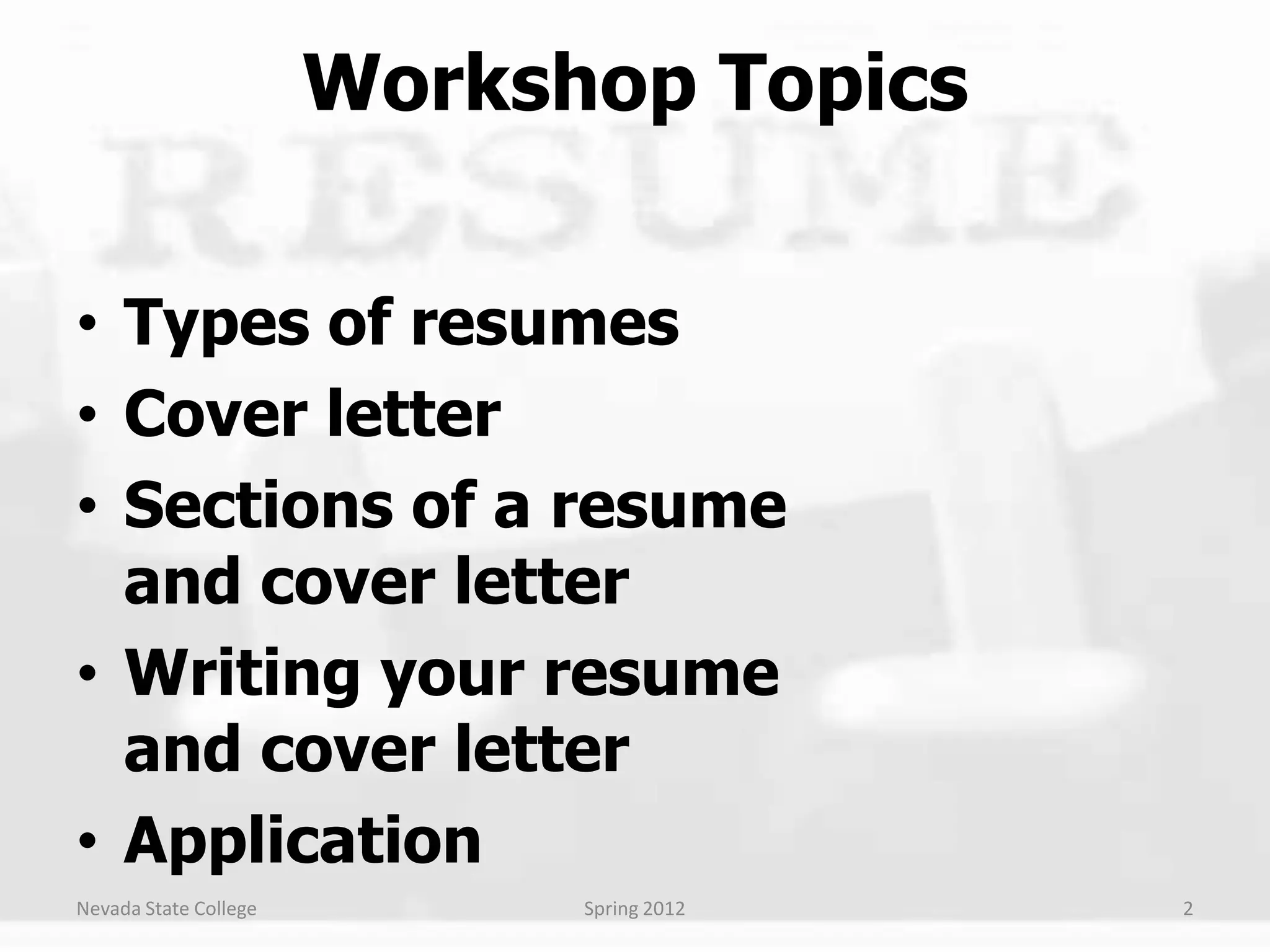 Resume Writing Workshop | PPTX