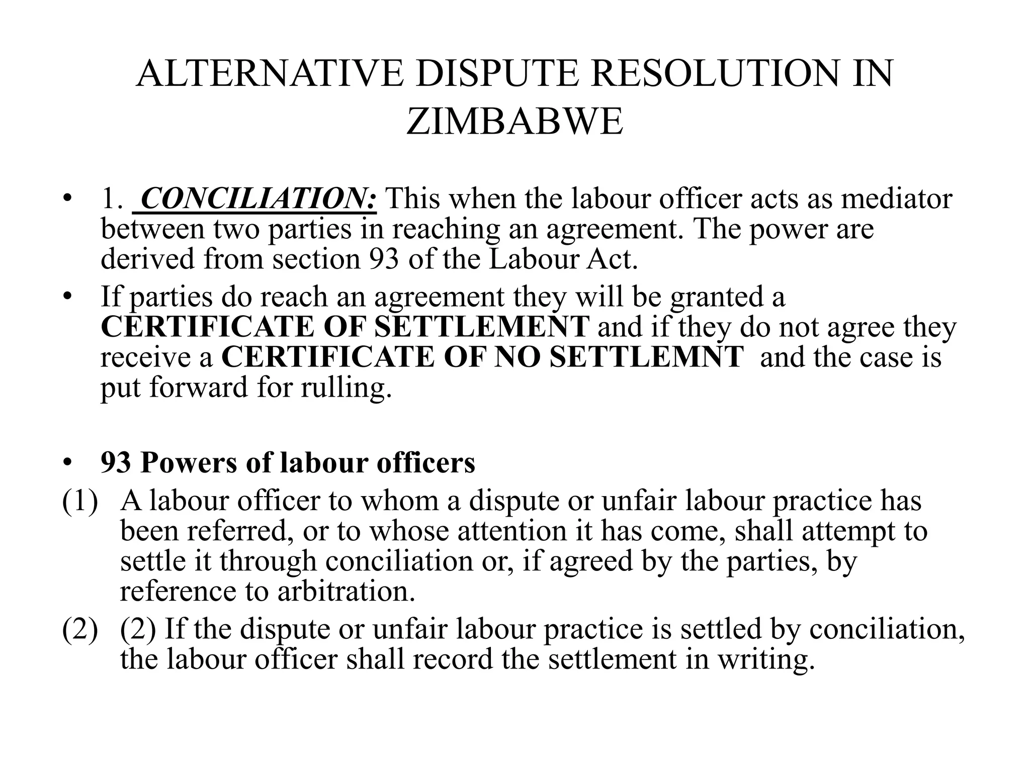understanding LABOUR LAW ..Dispute resolution at work places..zimbabwe ...
