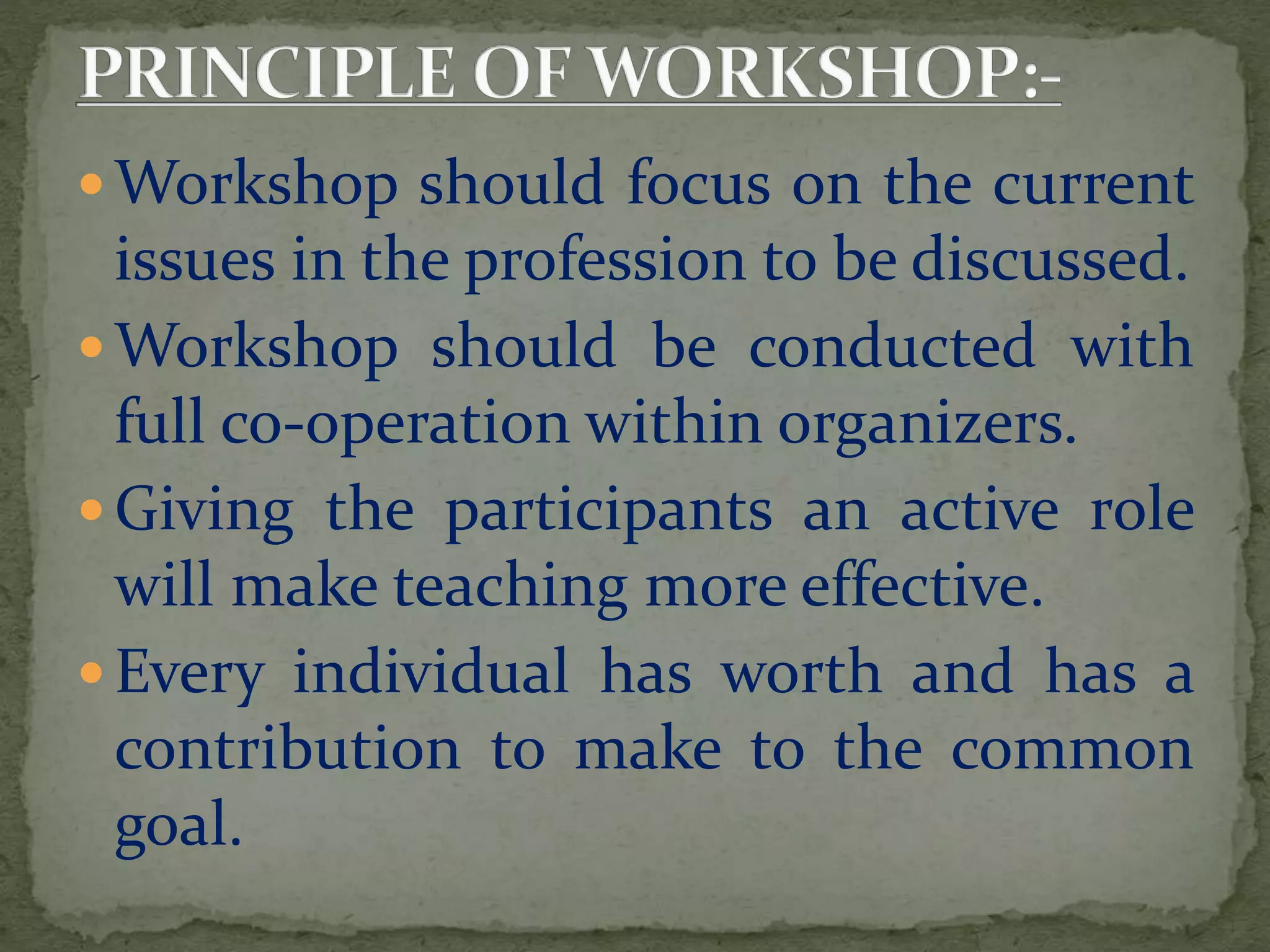 presentation on workshop | PPTX