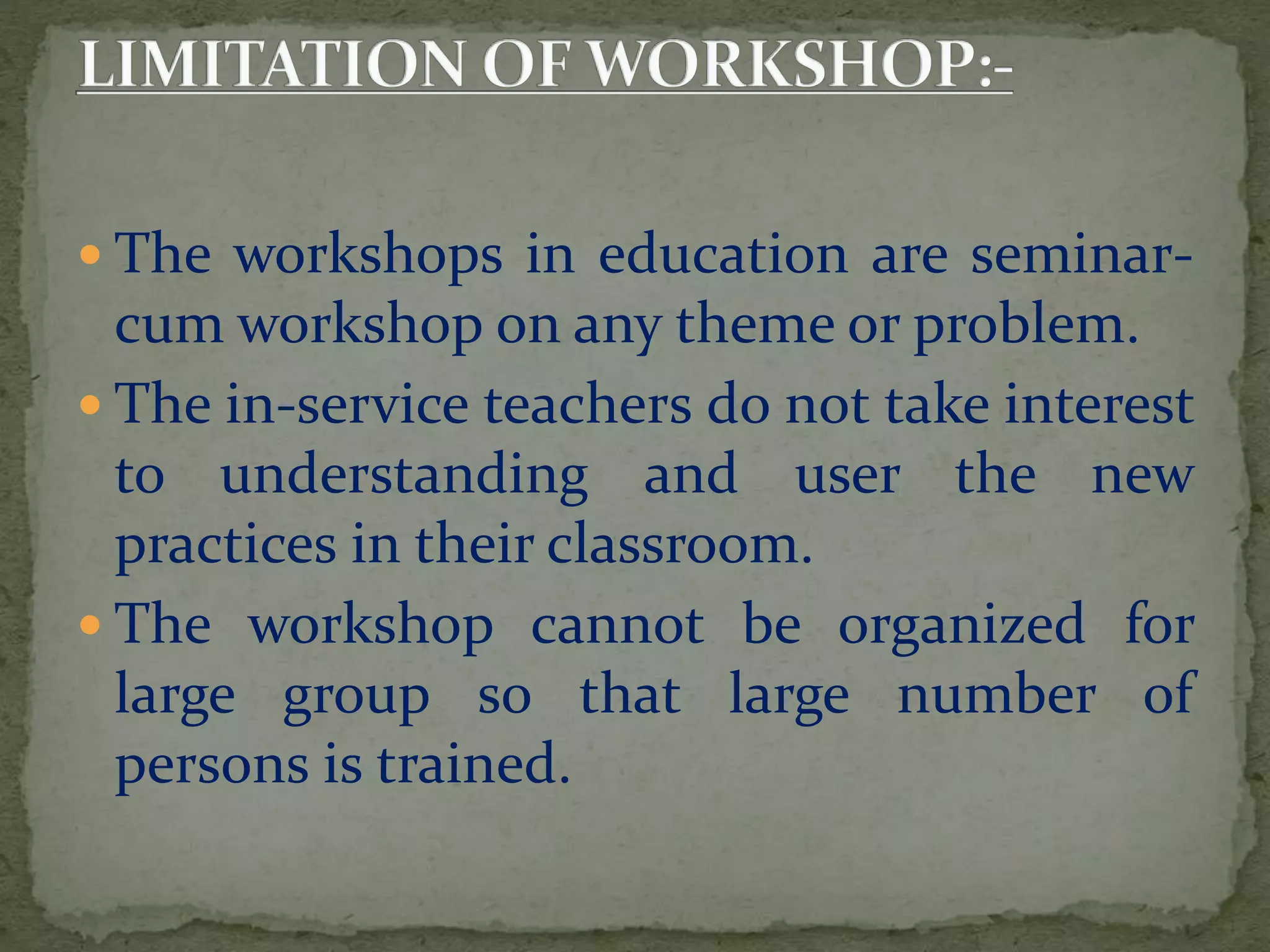 presentation on workshop | PPTX