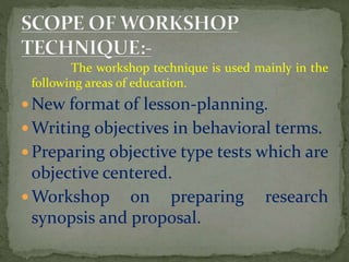 presentation on workshop | PPTX