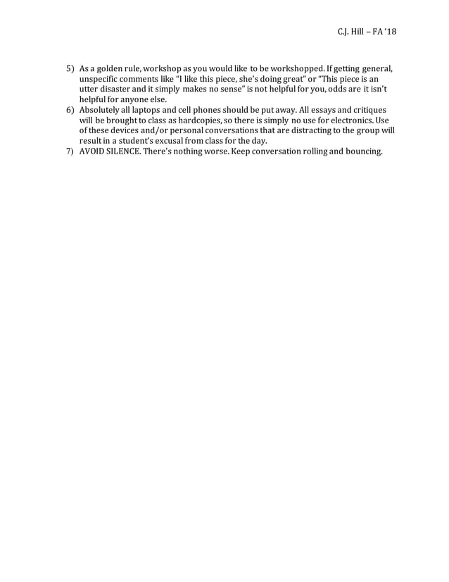 Workshop rules and decorum | DOCX | Workshops and Classes | Hobbies ...