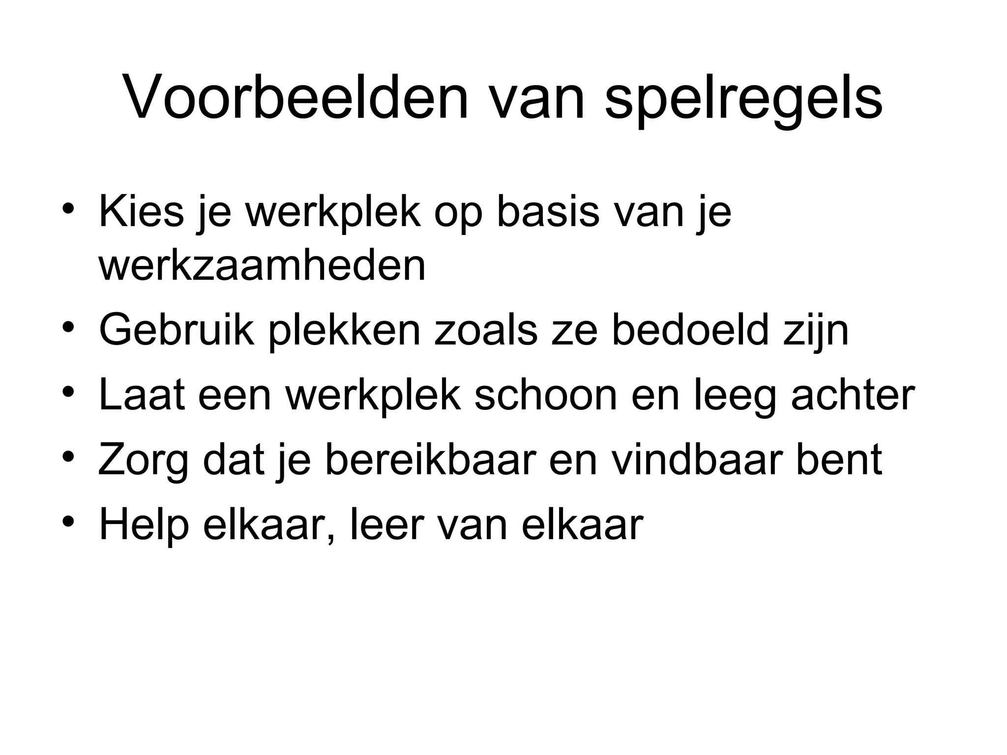 Workshop 3: spelregels flexibel werken | PPT