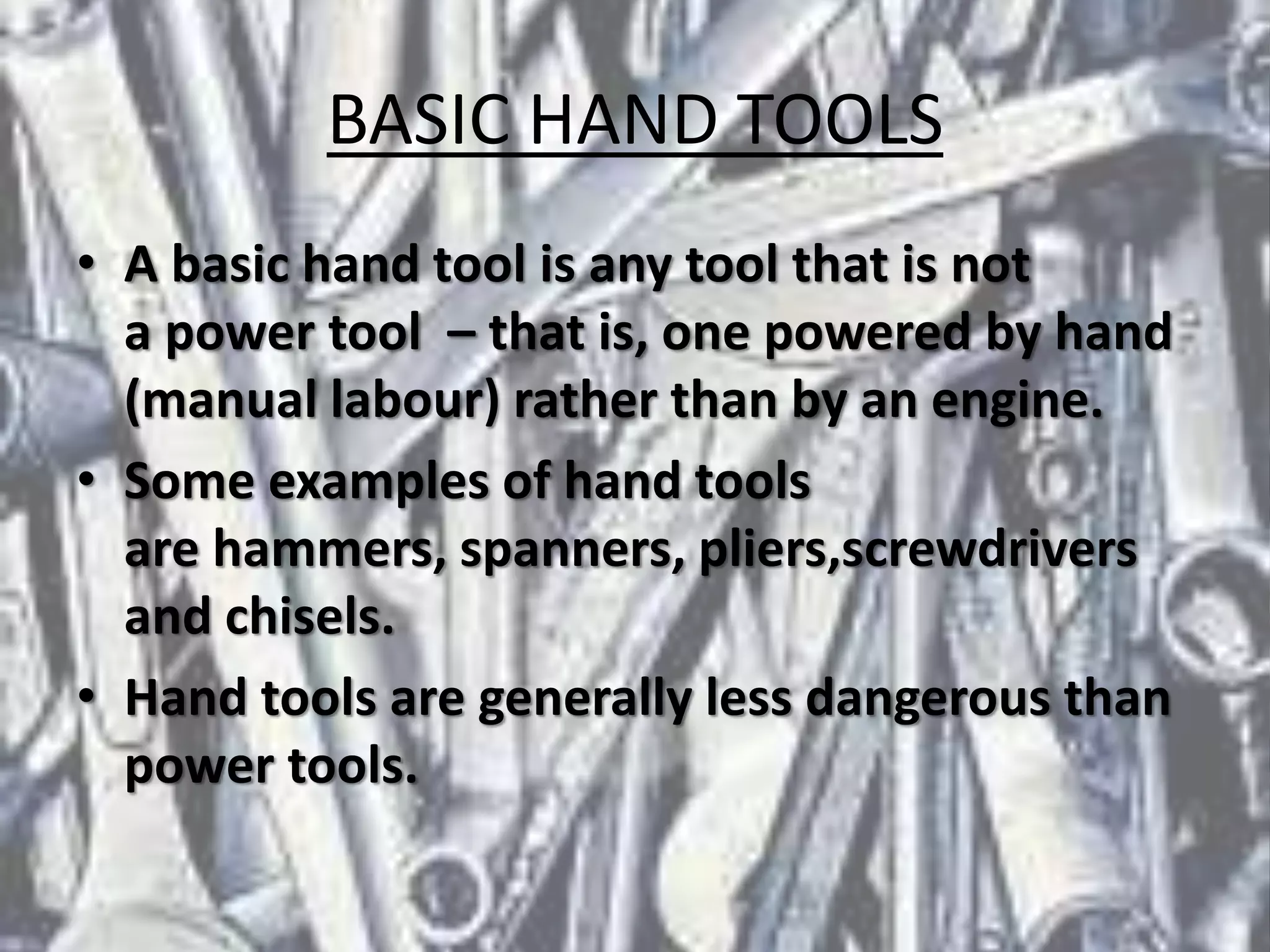 Workshop technology hand basic tools | PPTX