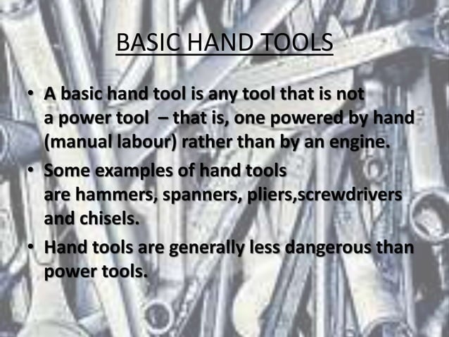 Workshop technology hand basic tools | PPTX | First Aid | Injuries
