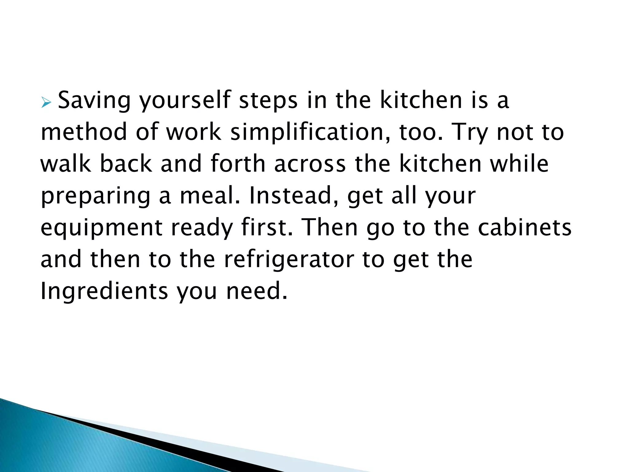 Work simplification in meal preparation | PPTX