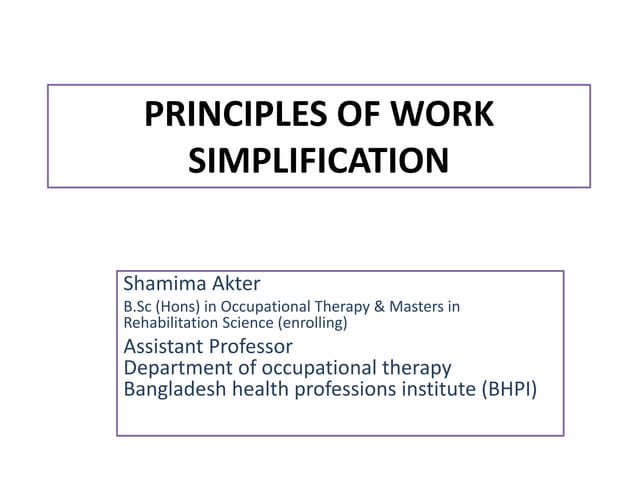 WORK SIMPLIFICATION TECHNIQUES.pptx | Home Appliances | Home & Garden