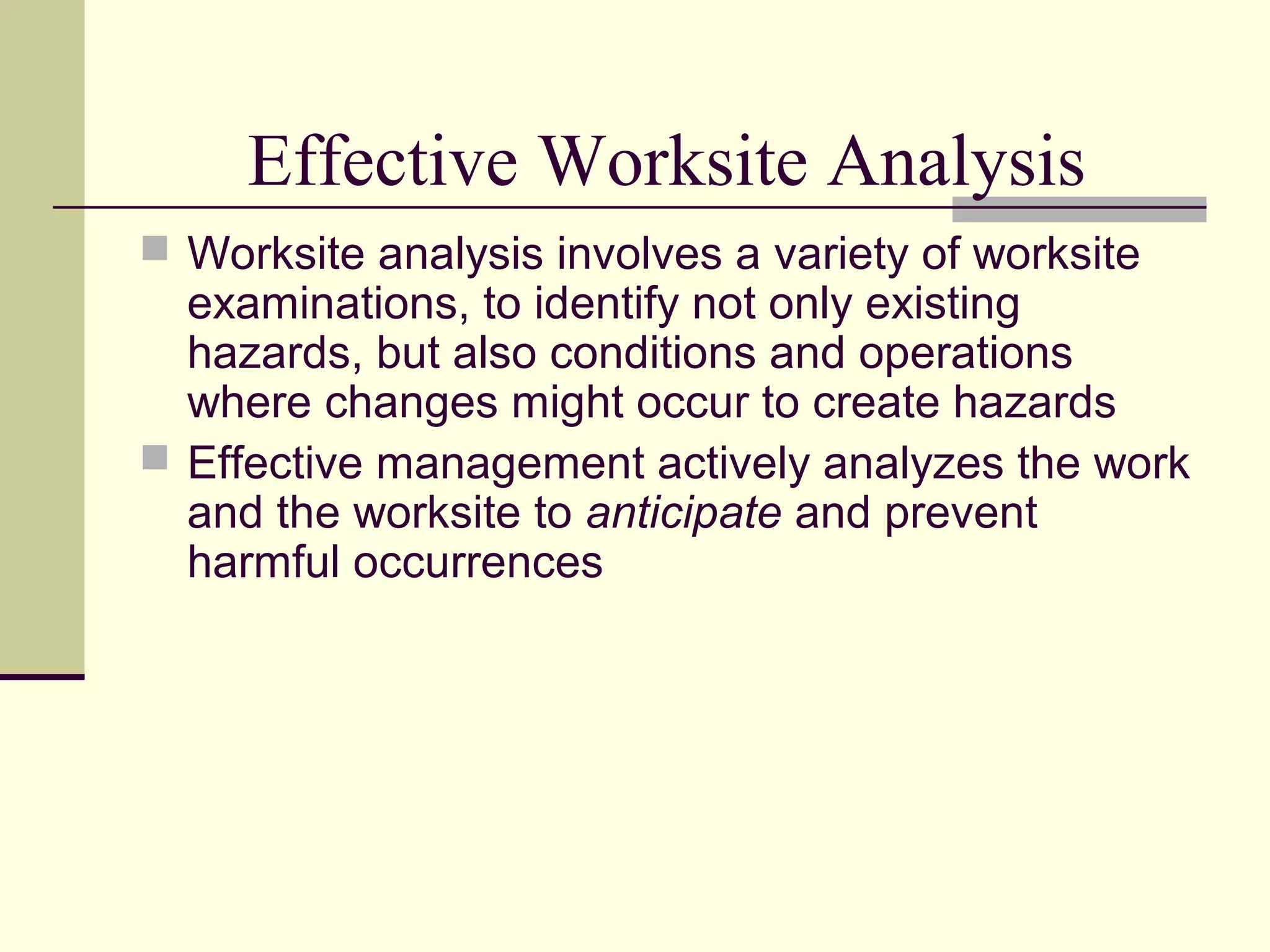 Worksitehazanalysis2 | PPT | Business | Business and Finance