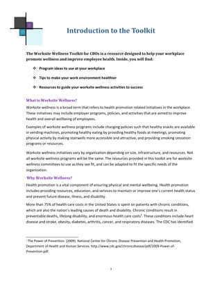 Worksite Wellness Toolkit for Community Based Organizations | PDF