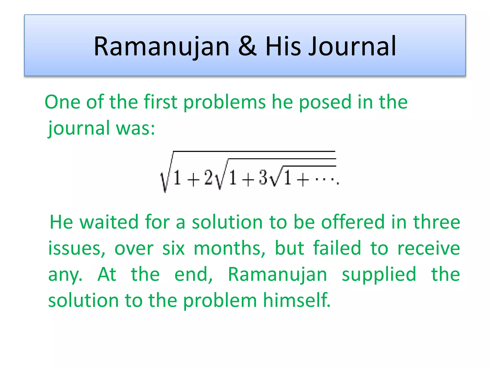 Works of ramanujan | PPTX