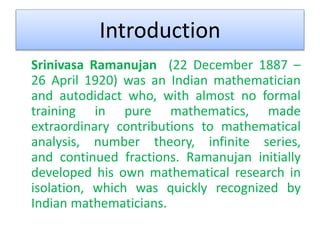 Works of ramanujan | PPTX | Physics | Science