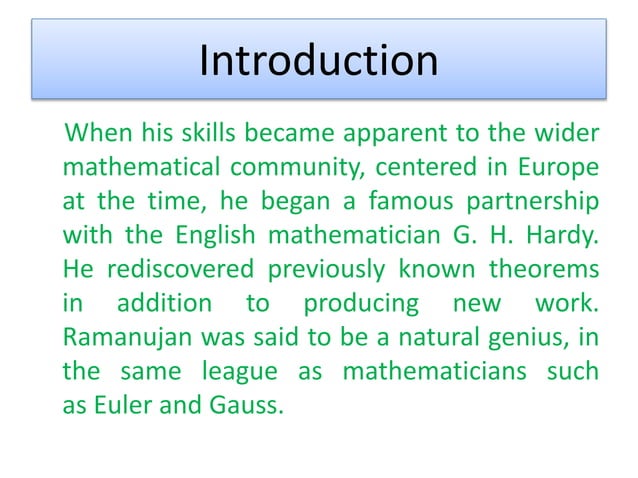 Works of ramanujan | PPTX | Physics | Science