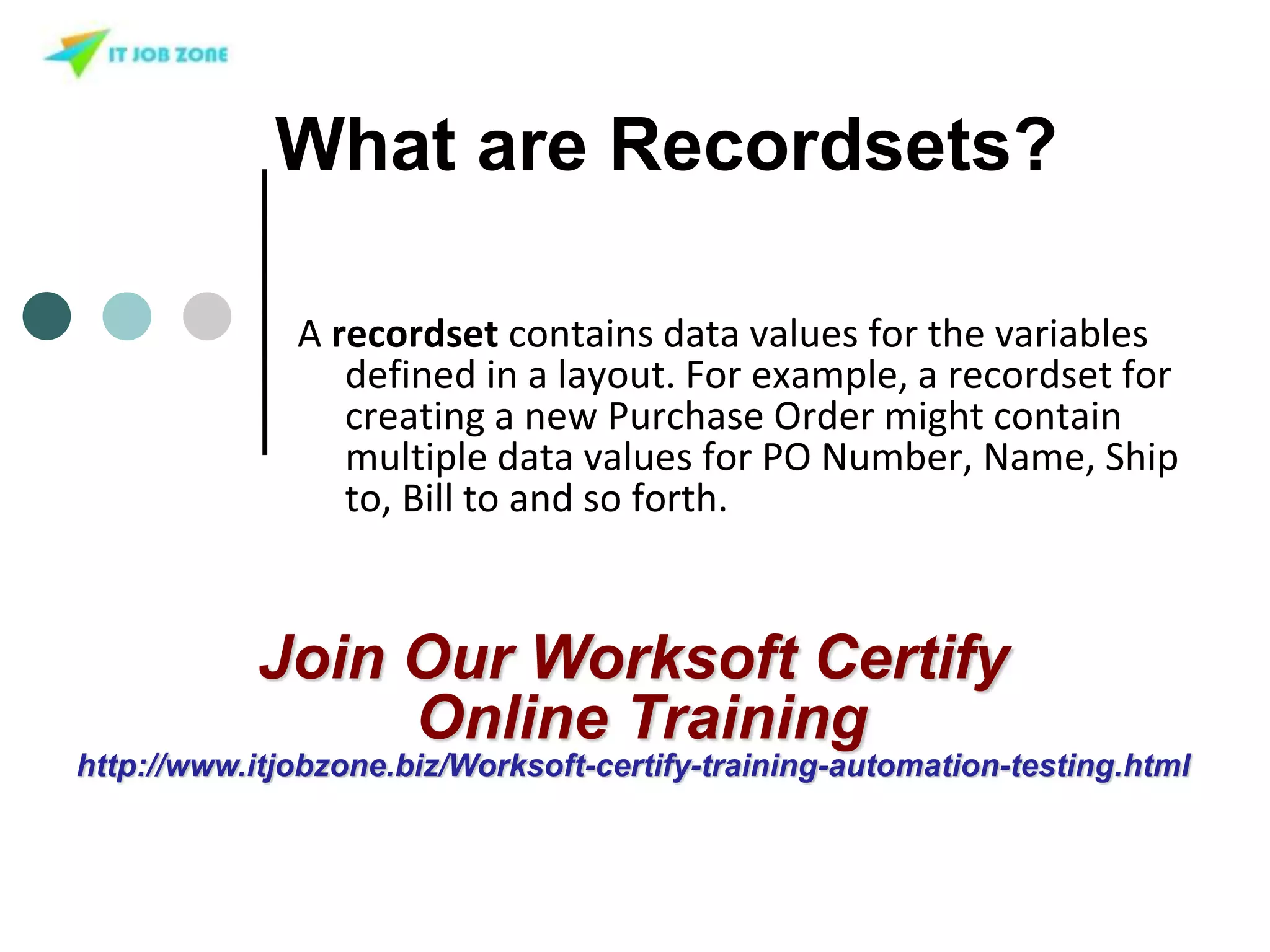 Worksoft certify online training basic demo tutorial | PPTX