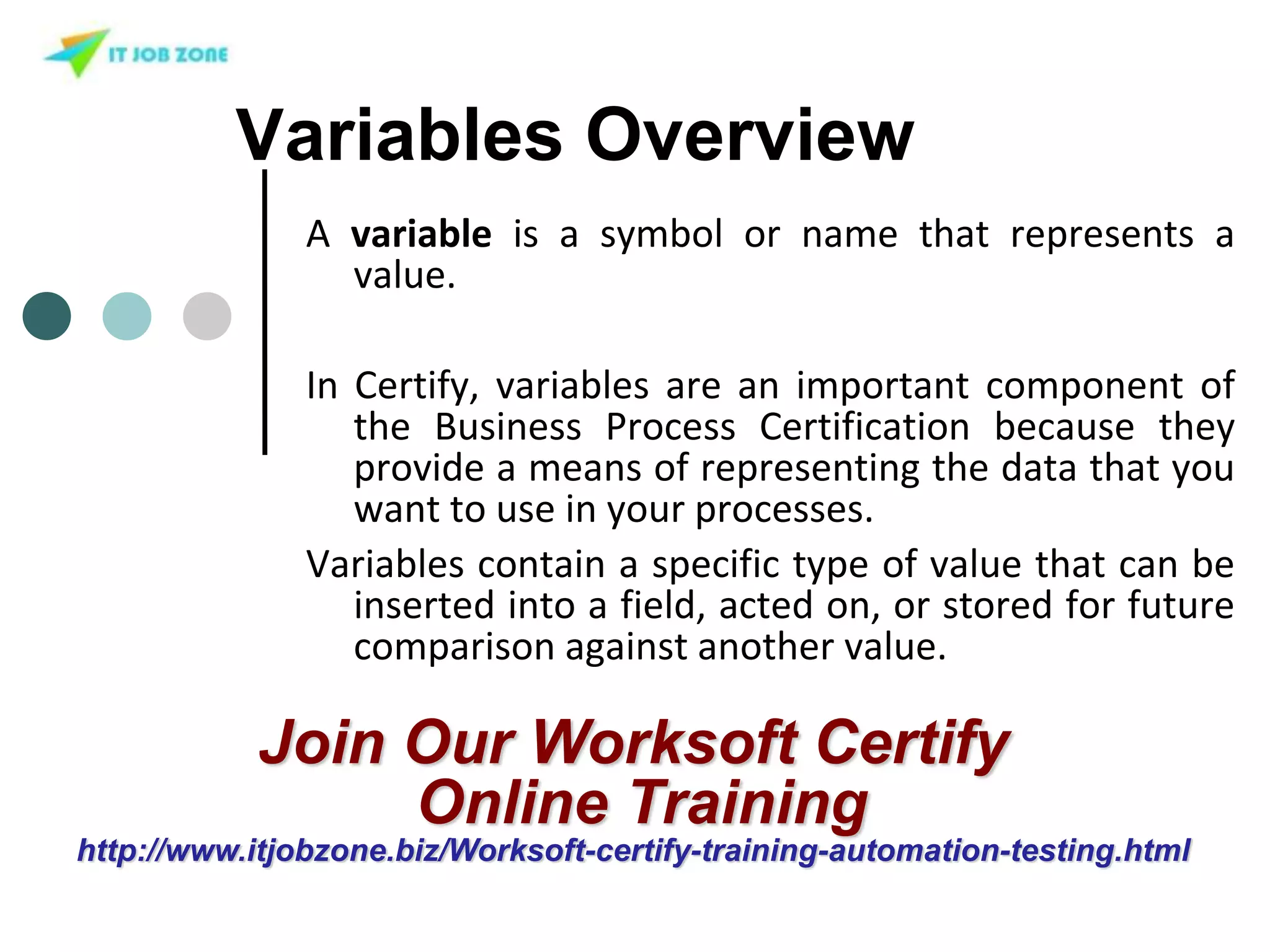 Worksoft certify online training basic demo tutorial | PPTX