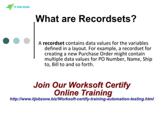 Worksoft certify online training basic demo tutorial | PPTX