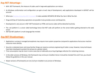 Workspace on asp.net web aplication development | PPT