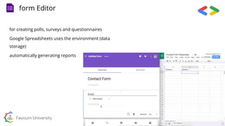 Workspace Tools And Services GDSC Fayoum .pptx