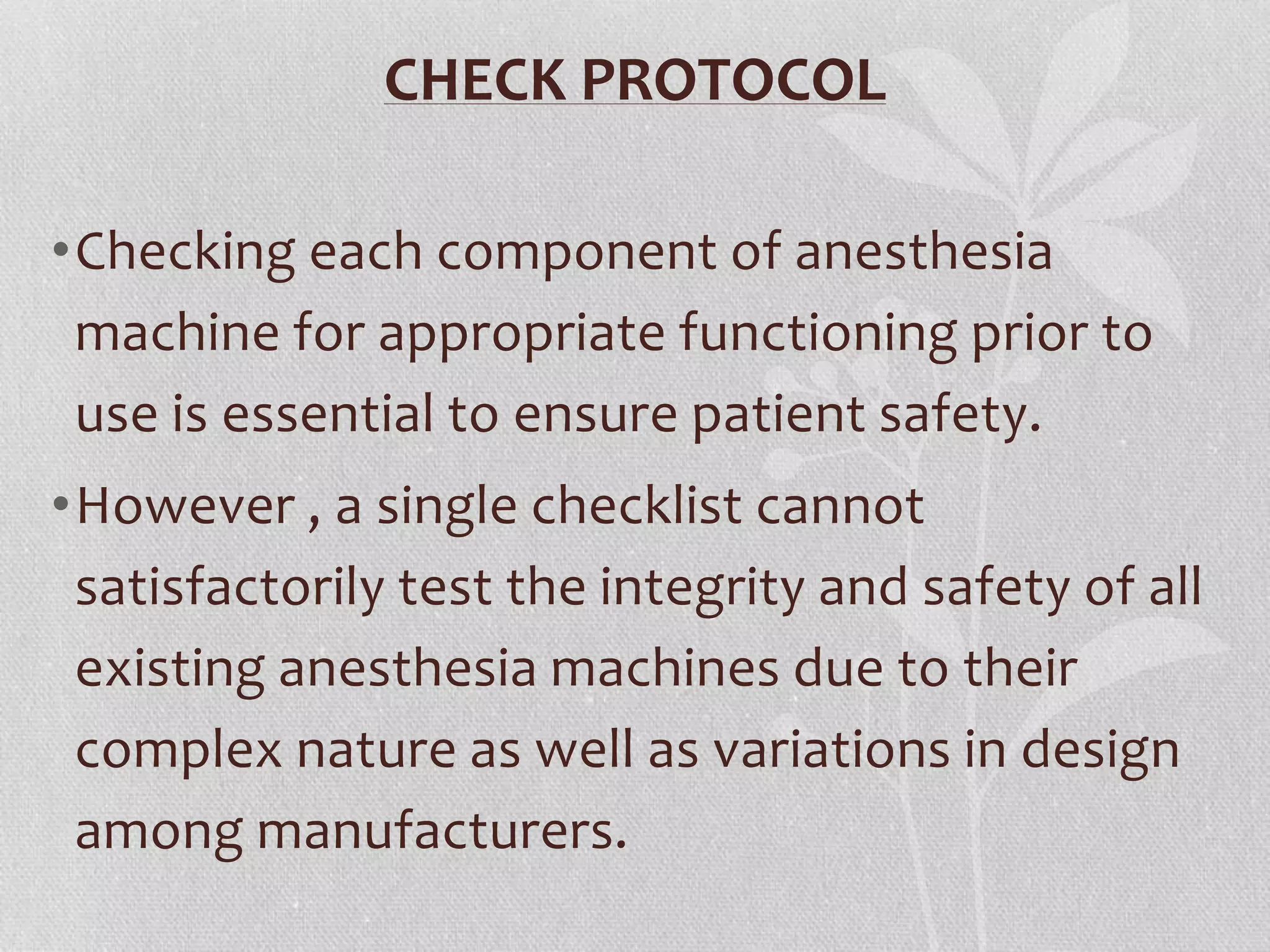 Anaesthesia Workstation checklist and safety features | PPTX