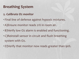 Anaesthesia Workstation checklist and safety features | PPTX