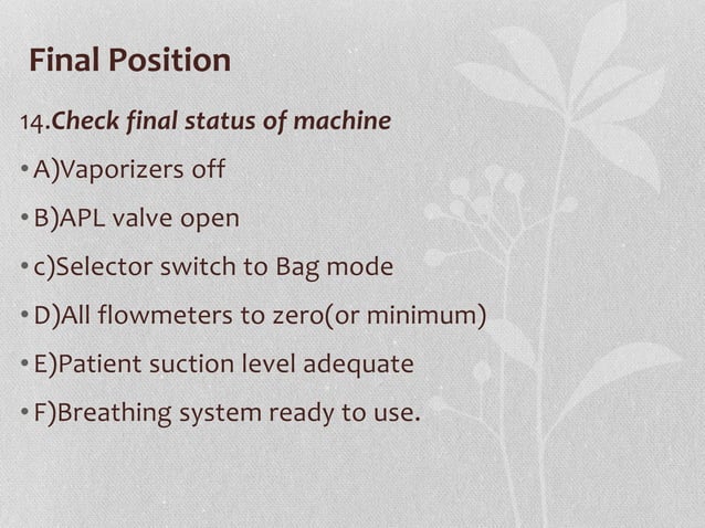 Anaesthesia Workstation checklist and safety features | PPTX