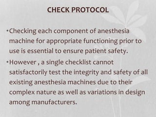 Anaesthesia Workstation checklist and safety features | PPTX