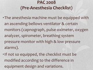 Anaesthesia Workstation checklist and safety features | PPTX