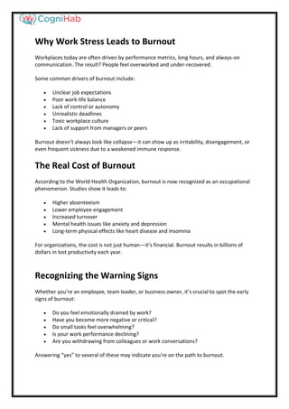 Understanding Work Stress Burnout in Today’s Workplace | PDF