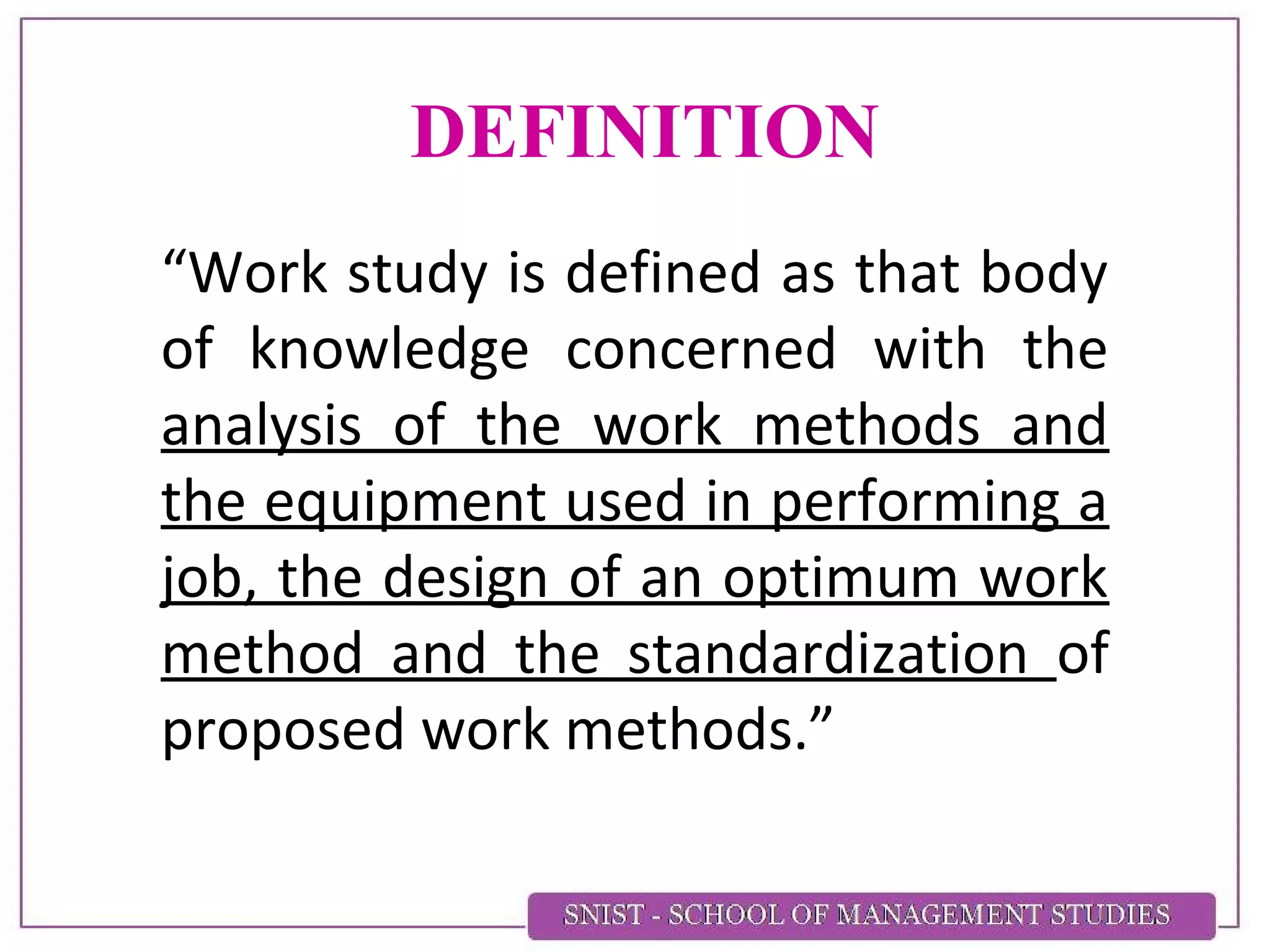 Work Study: Method Study & Work Measurement | PPT