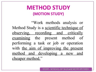 Work Study: Method Study & Work Measurement | PPT