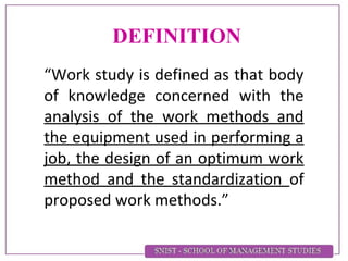 Work Study: Method Study & Work Measurement | PPT