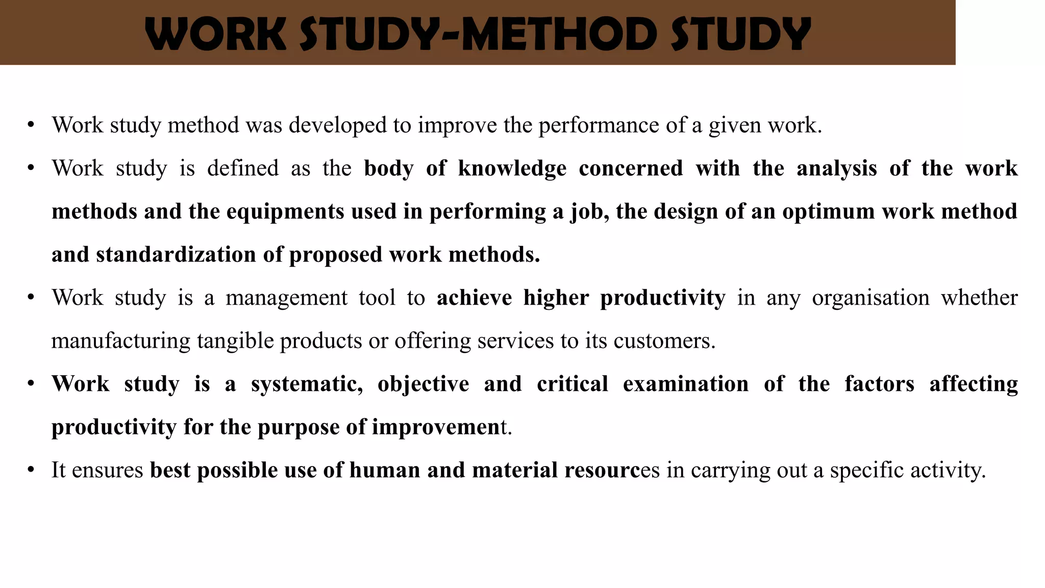 Work study method study-work measurement | PDF