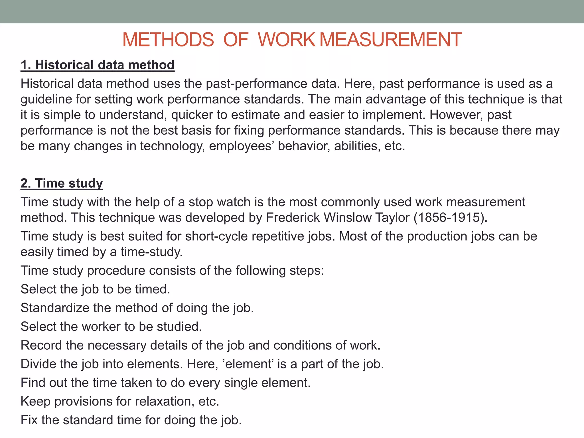 Work study work measurement | PPTX