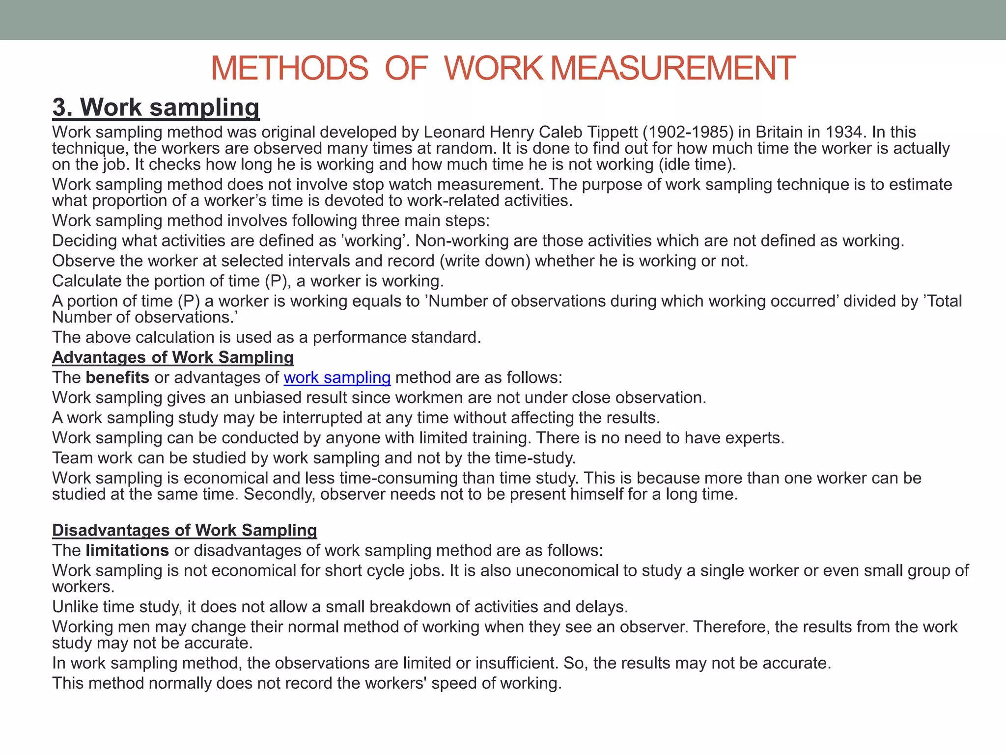 Work study work measurement | PPTX
