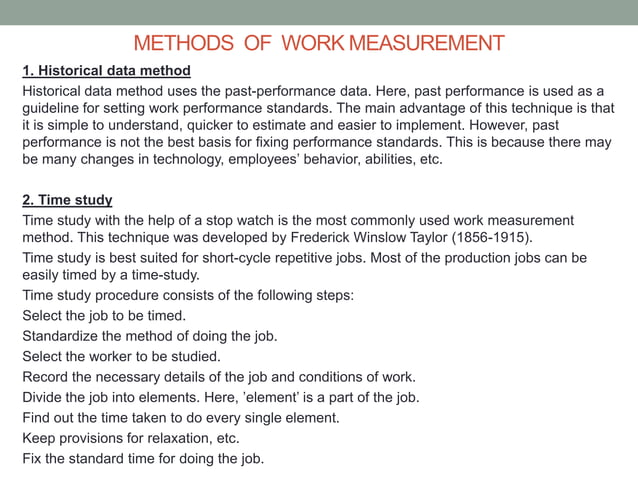 Work study work measurement | PPTX | Resume Writing and Advice | Job Search