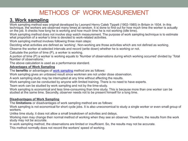 Work study work measurement | PPTX | Resume Writing and Advice | Job Search