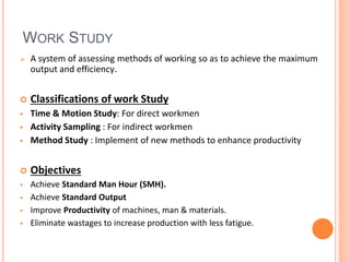 Work study and productivity index | PPTX