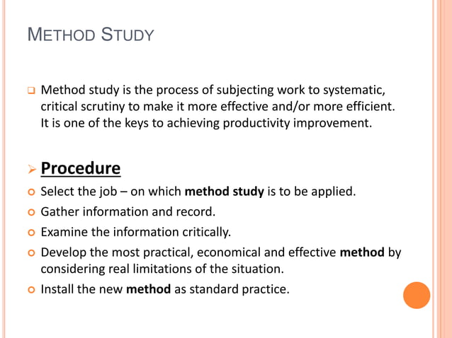Work study and productivity index | PPTX