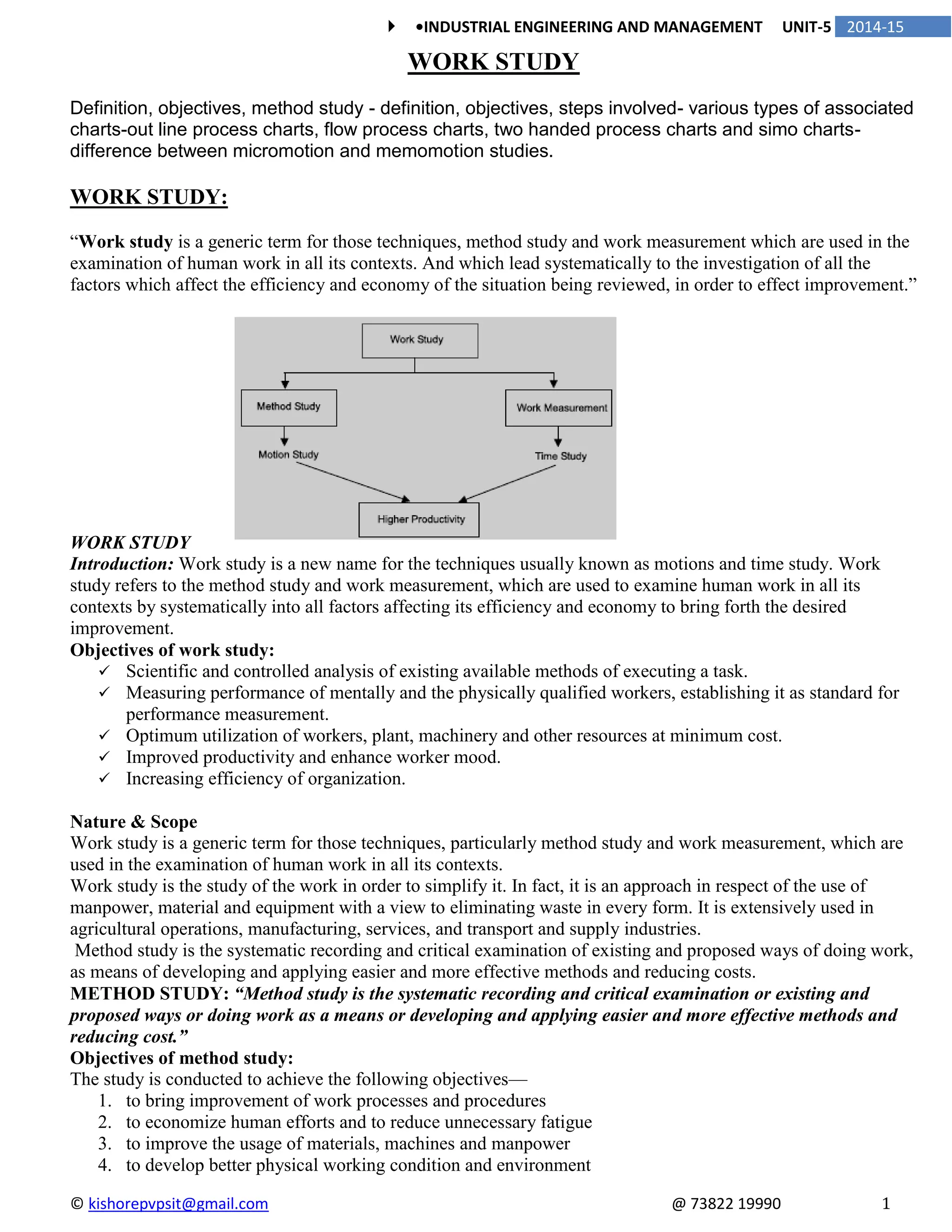Work study IEM unit v for MEs2 | PDF