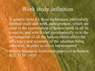 Work Study & Productivity | PPTX
