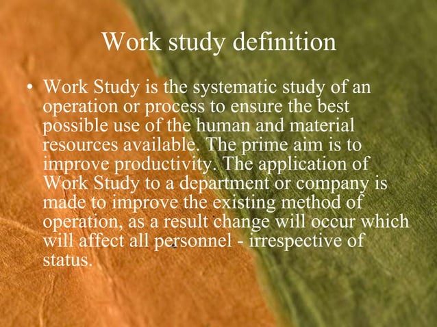Work Study & Productivity | PPTX