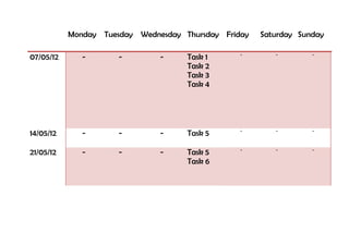 Work timetable | DOCX