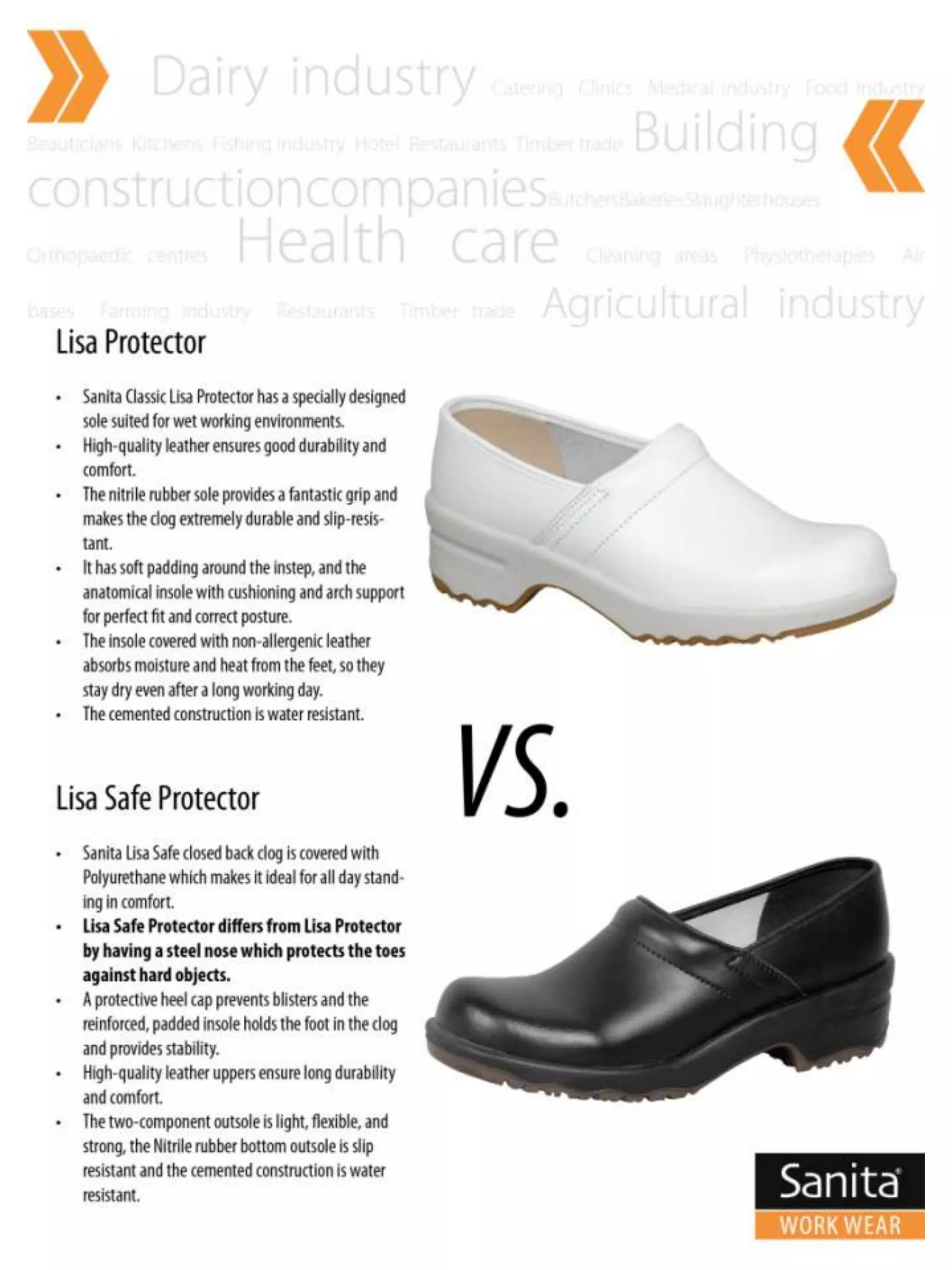 Sanita Workwear: Lisa Protector vs Lisa Safe Protector | PDF
