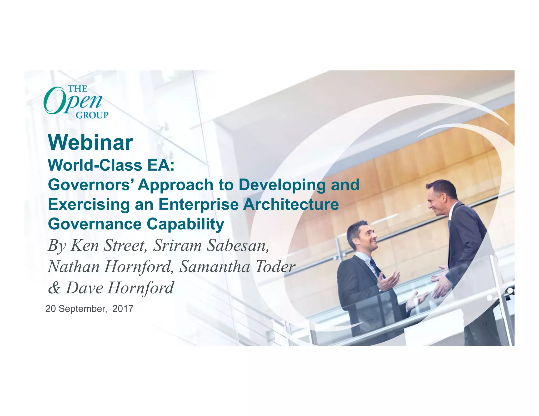 World class EA - Governor's Approach to Developing and Exercising EA ...