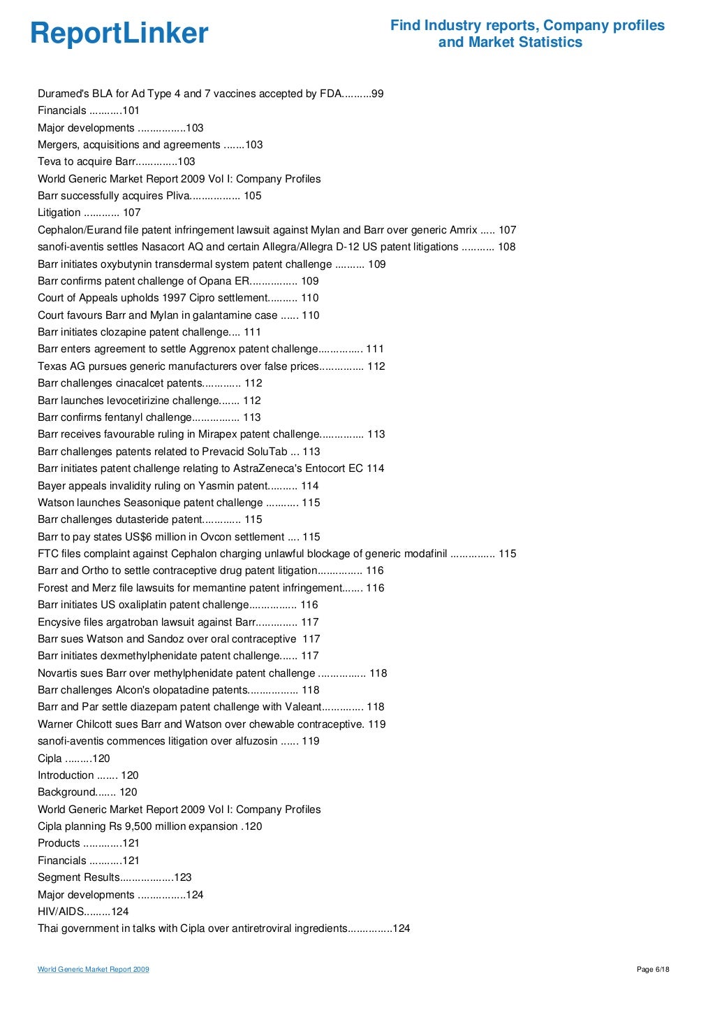 World Generic Market Report 2009 | PDF