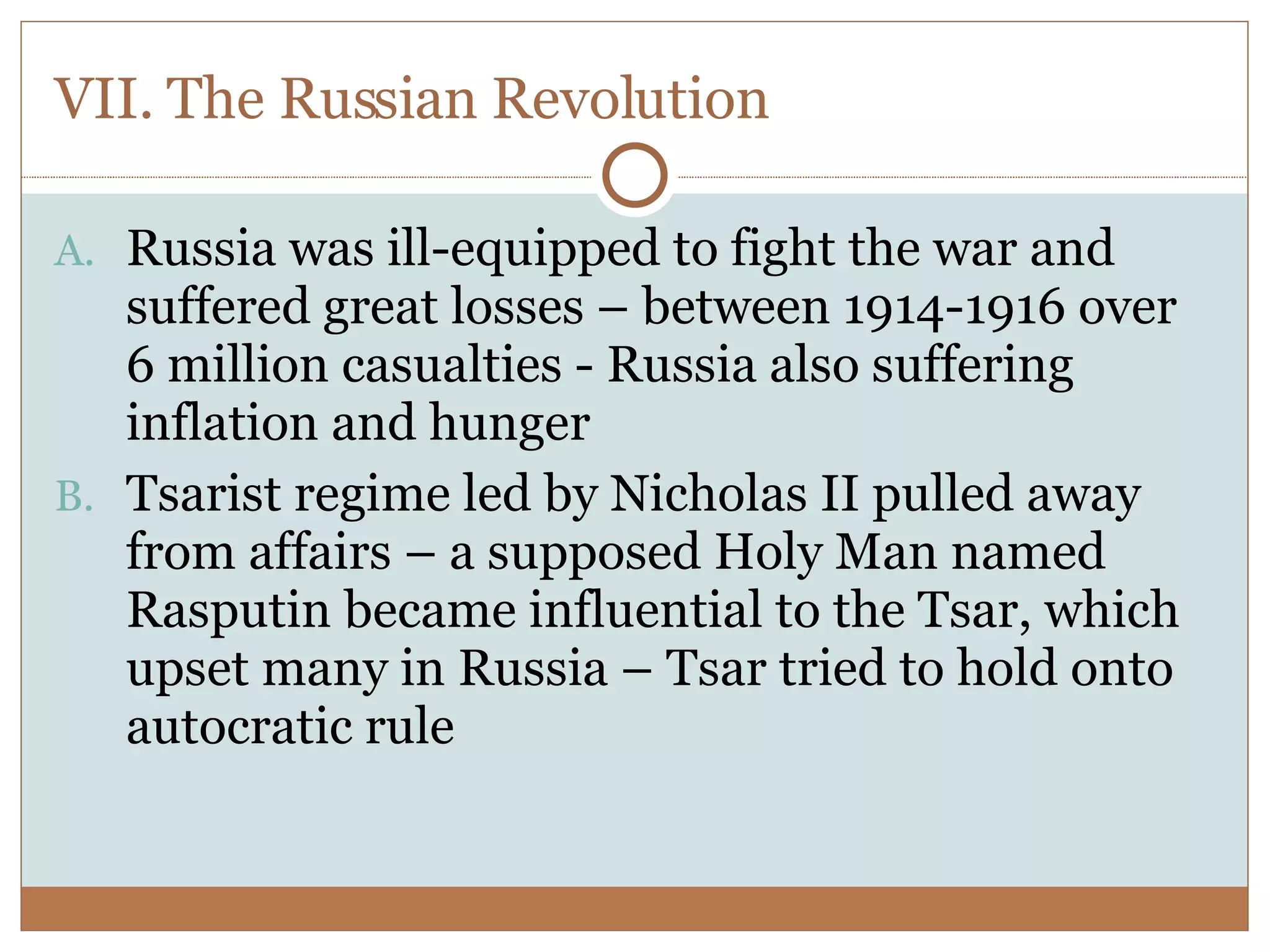 World War I and the Russian Revolution | PPT