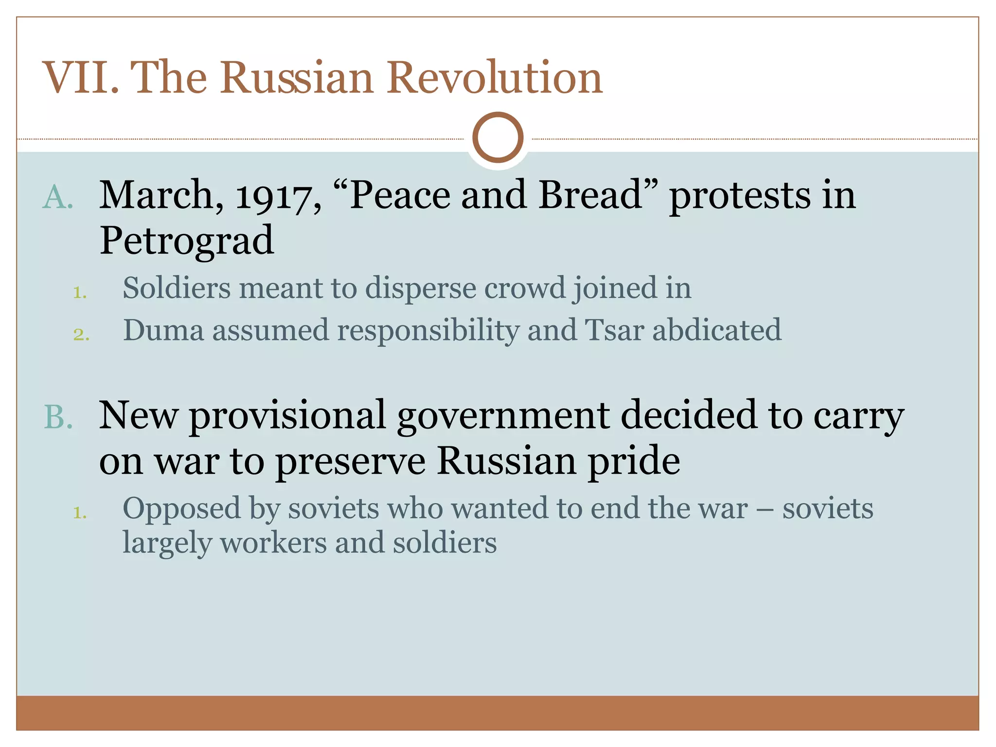 World War I and the Russian Revolution | PPT