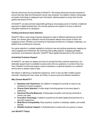 World777 – Your Gateway to Digital Entertainment | PDF
