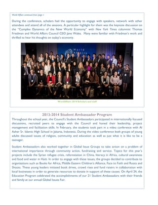 World Affairs Council Education Program Alumni Newsletter, Spring 2014 | PDF